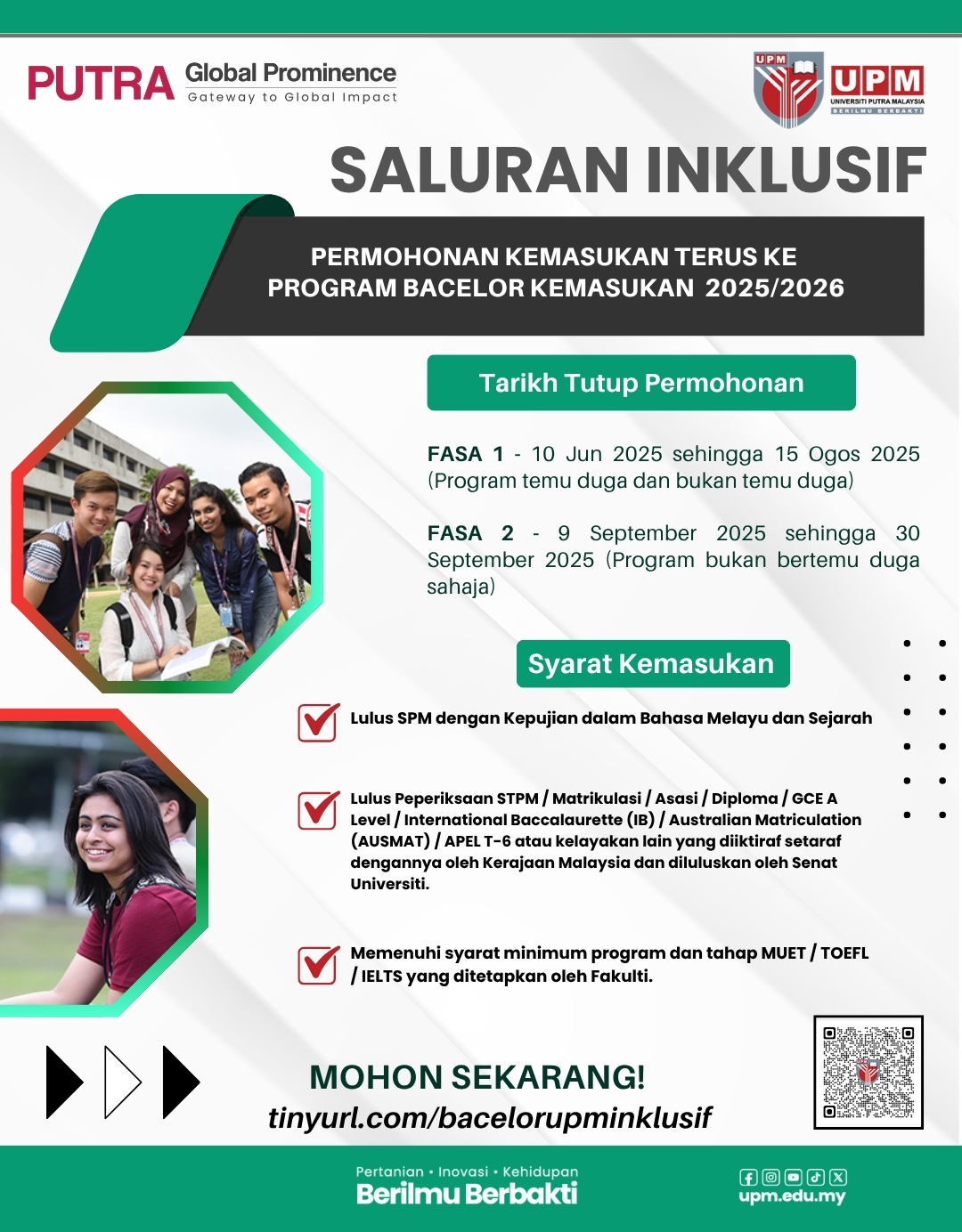 PERMOHONAN KE PROGRAM BACELOR (SALURAN INKLUSIF/ AMBILAN TERUS)